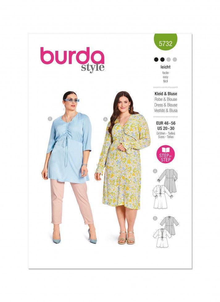 Burda Sewing Pattern 5732 - Tops, Tunics and Dresses for Women, 20-30 ...