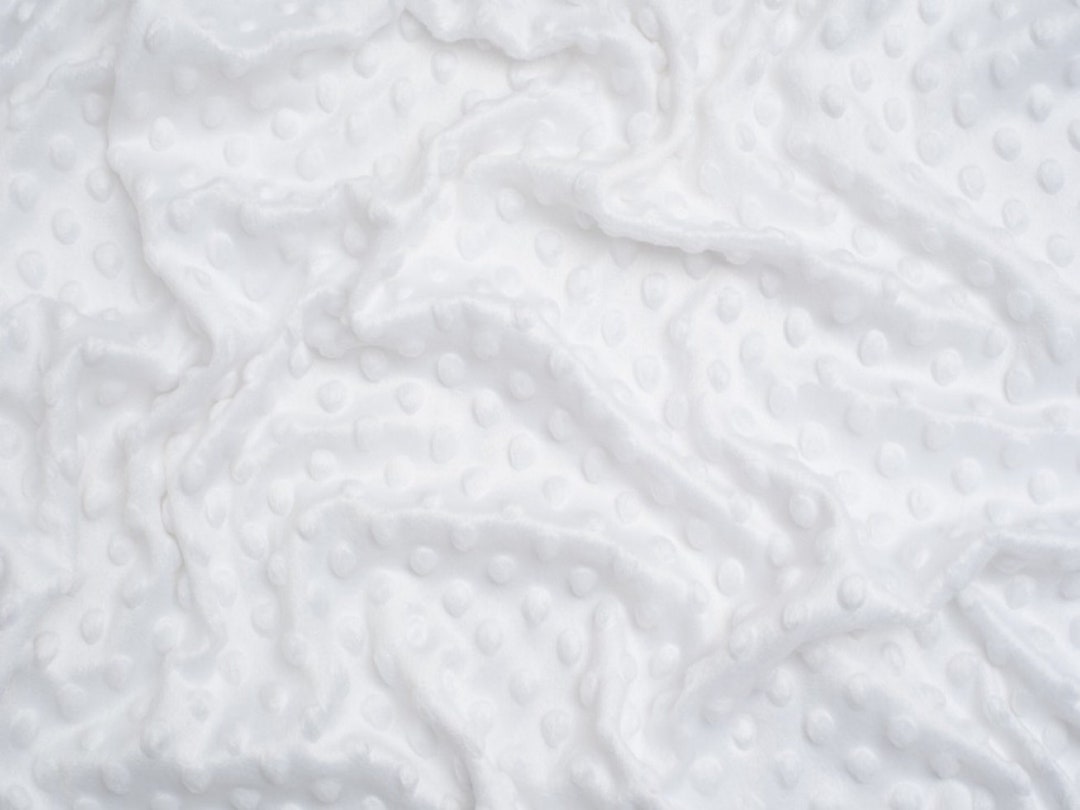 Minerva Core Range Embossed Dimple Plush Fleece Fabric - White Plain ...