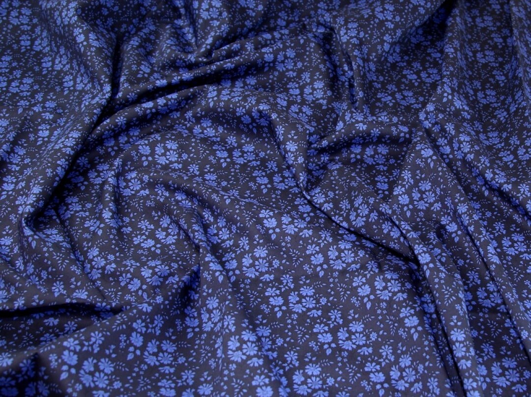 Liberty London Capel Tana Cotton Lawn Fabric Navy Flowers Pattern Width ...