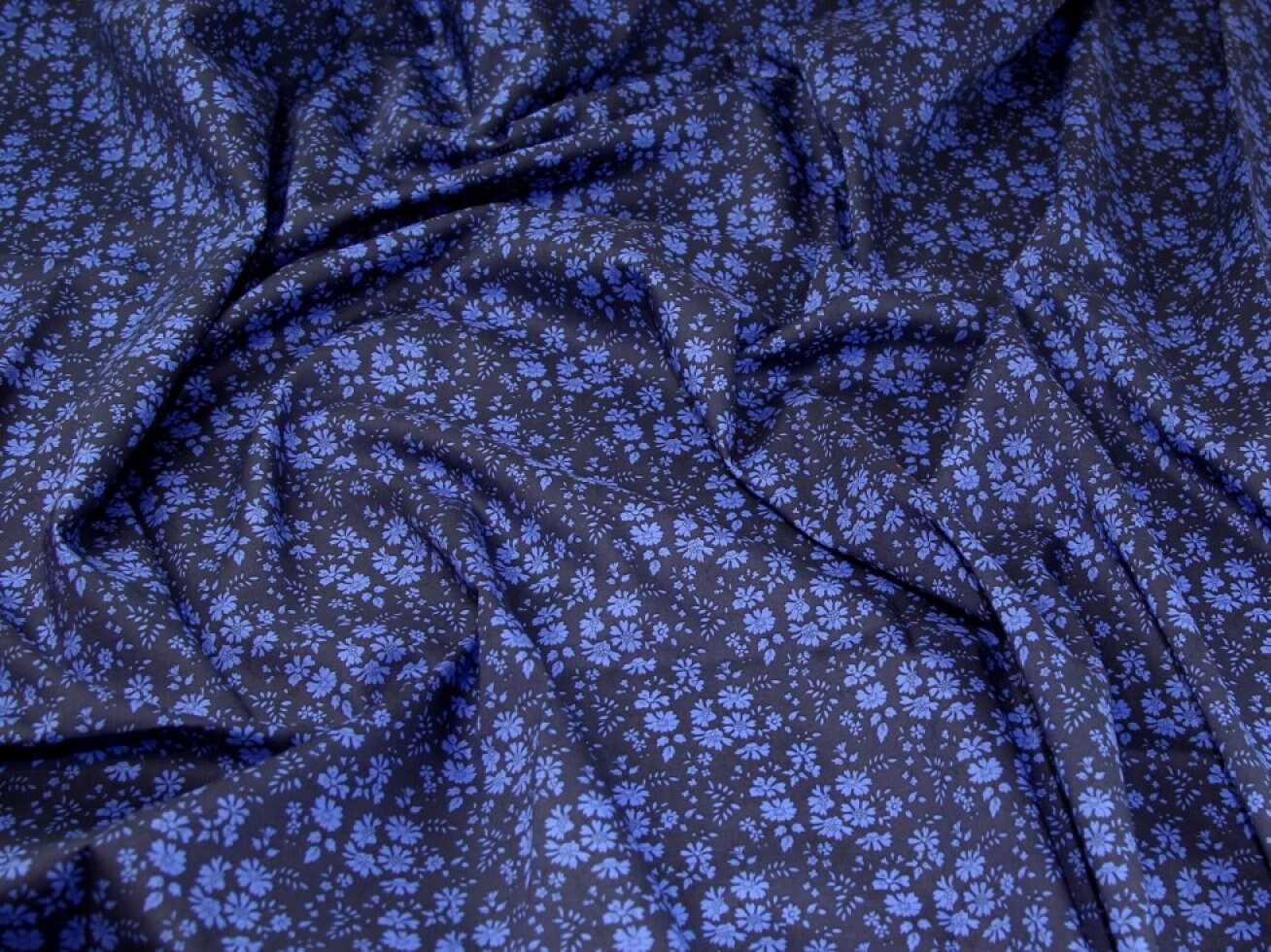 Liberty London Capel Tana Cotton Lawn Fabric Navy Flowers Pattern Width ...