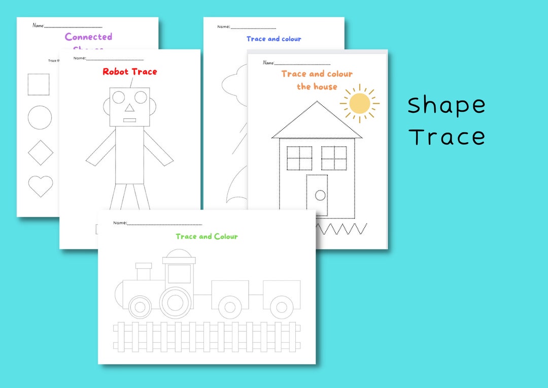 Shape Trace Worksheets - Etsy