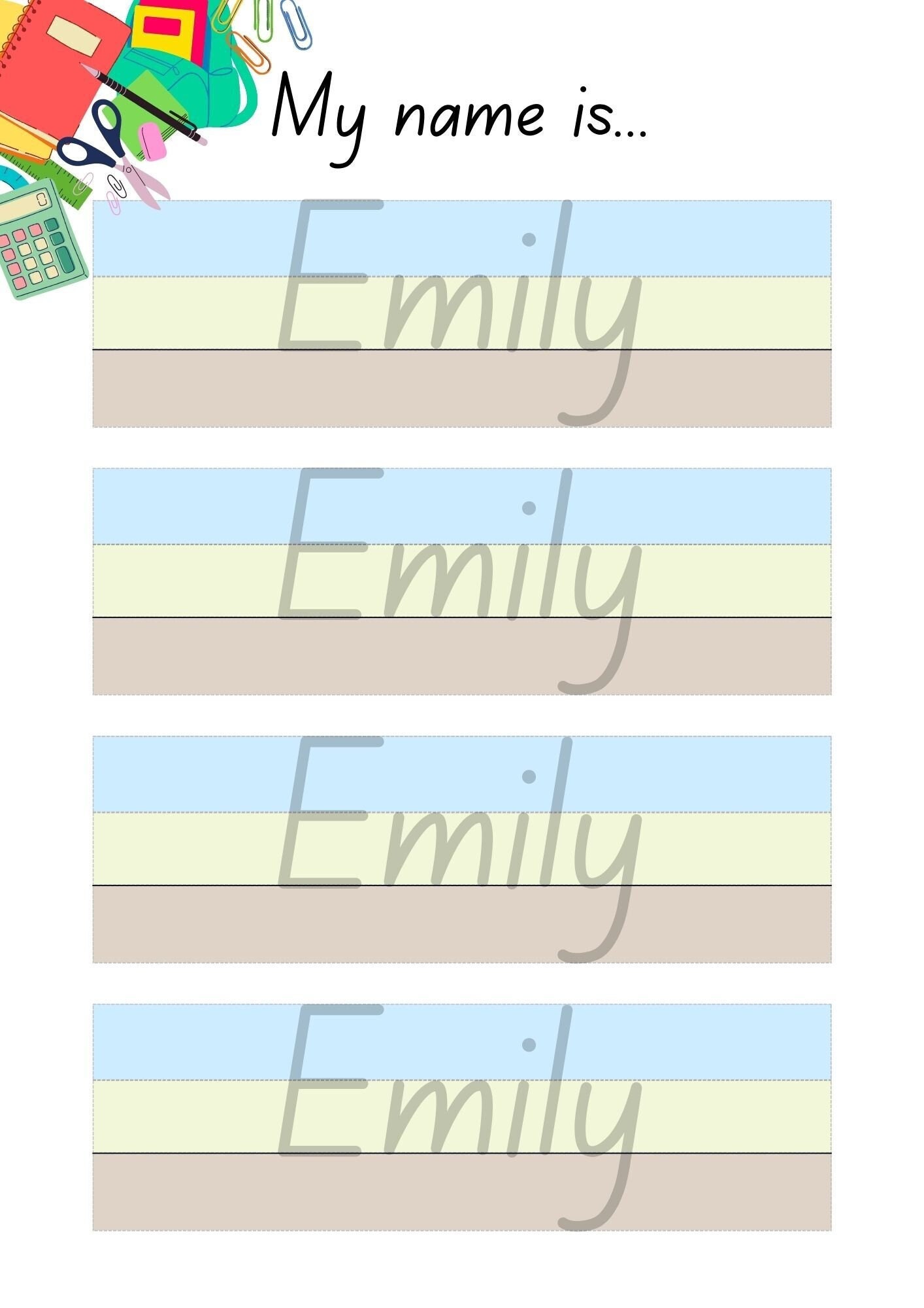 Customisable Name Trace Worksheet - Etsy