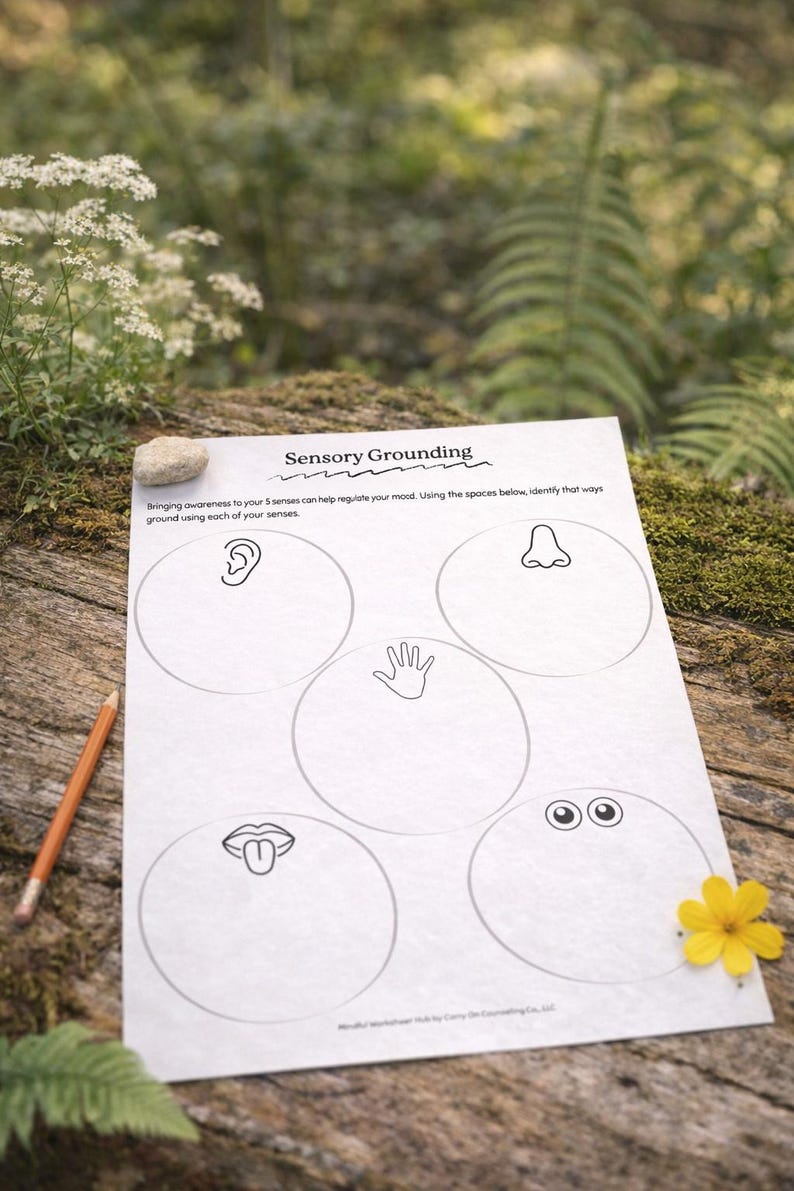 Sensory Grounding Worksheet - Etsy