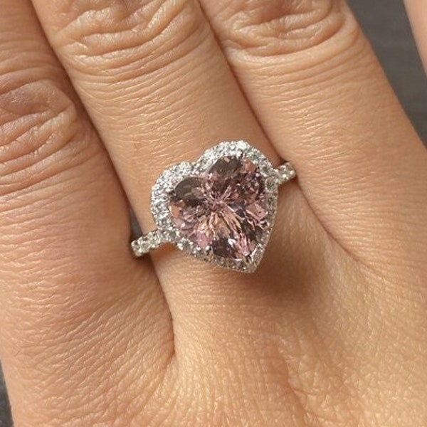 Heart Shaped Morganite Ring - Etsy