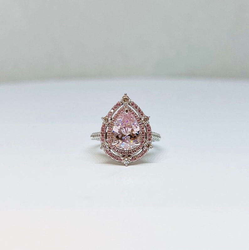 6 CT Pear Cut Morganite Engagement Ring 14k Yellow Gold - Etsy