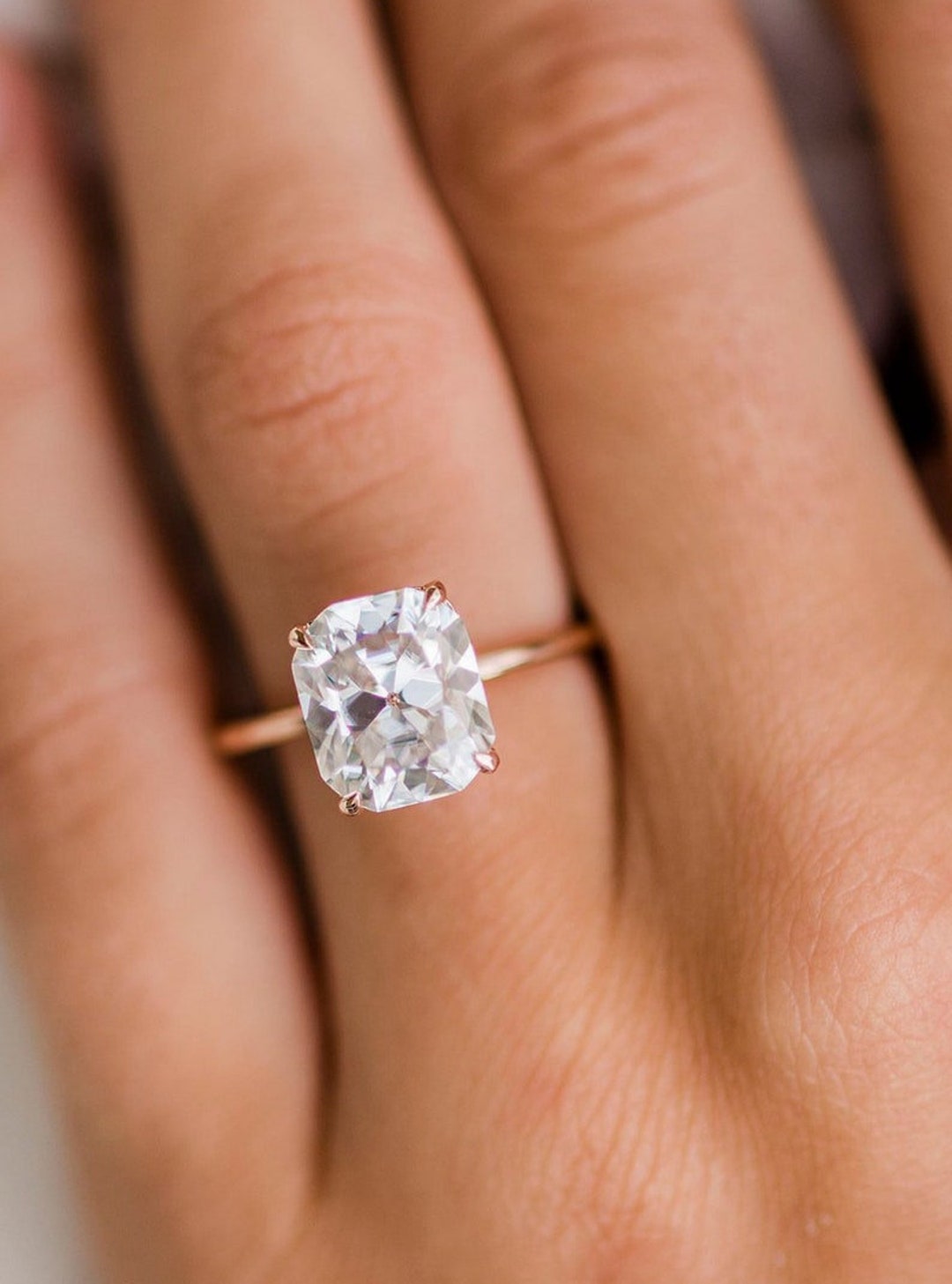 3.50 CT Elongated Old Mine Cushion Cut Moissanite Engagement - Etsy