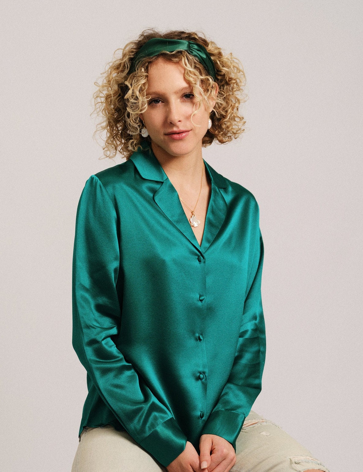 Luxury Pure Silk Blouse / Office Lady Silk Blouse/ Professional Silk ...