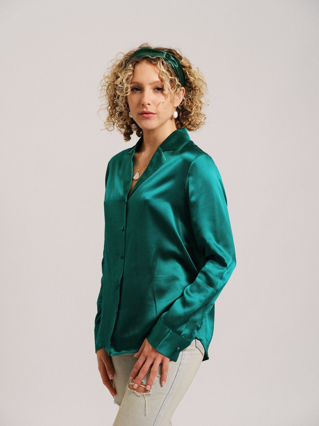 Luxury Pure Silk Blouse / Office Lady Silk Blouse/ Professional Silk ...