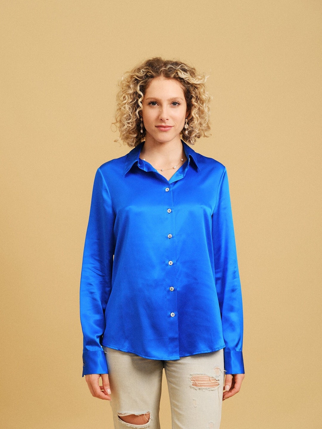 Pure Mulberry Silk Blouse / Office Lady Silk Blouse/ Professional Silk ...