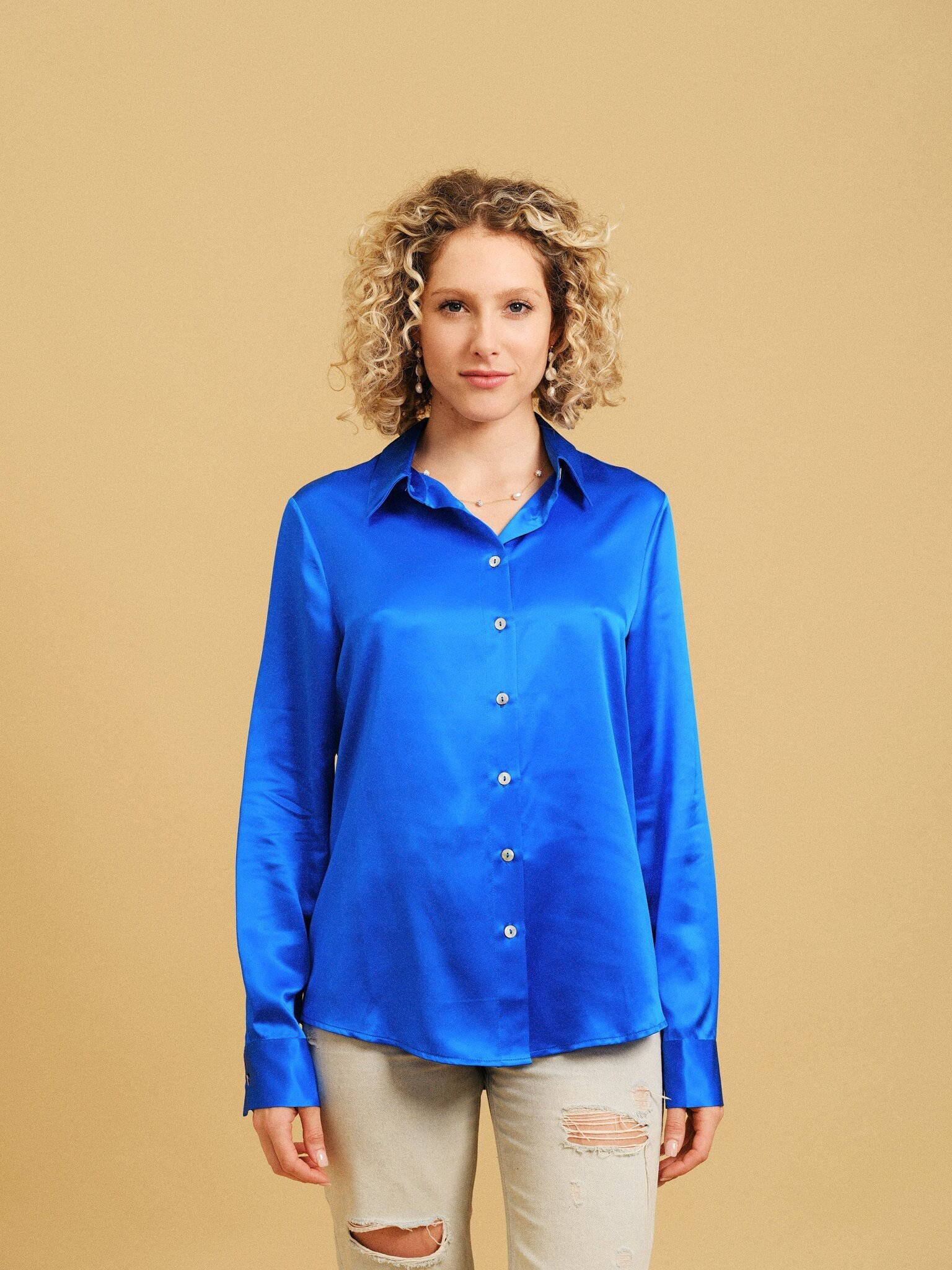 Pure Mulberry Silk Blouse / Office Lady Silk Blouse/ Professional Silk ...