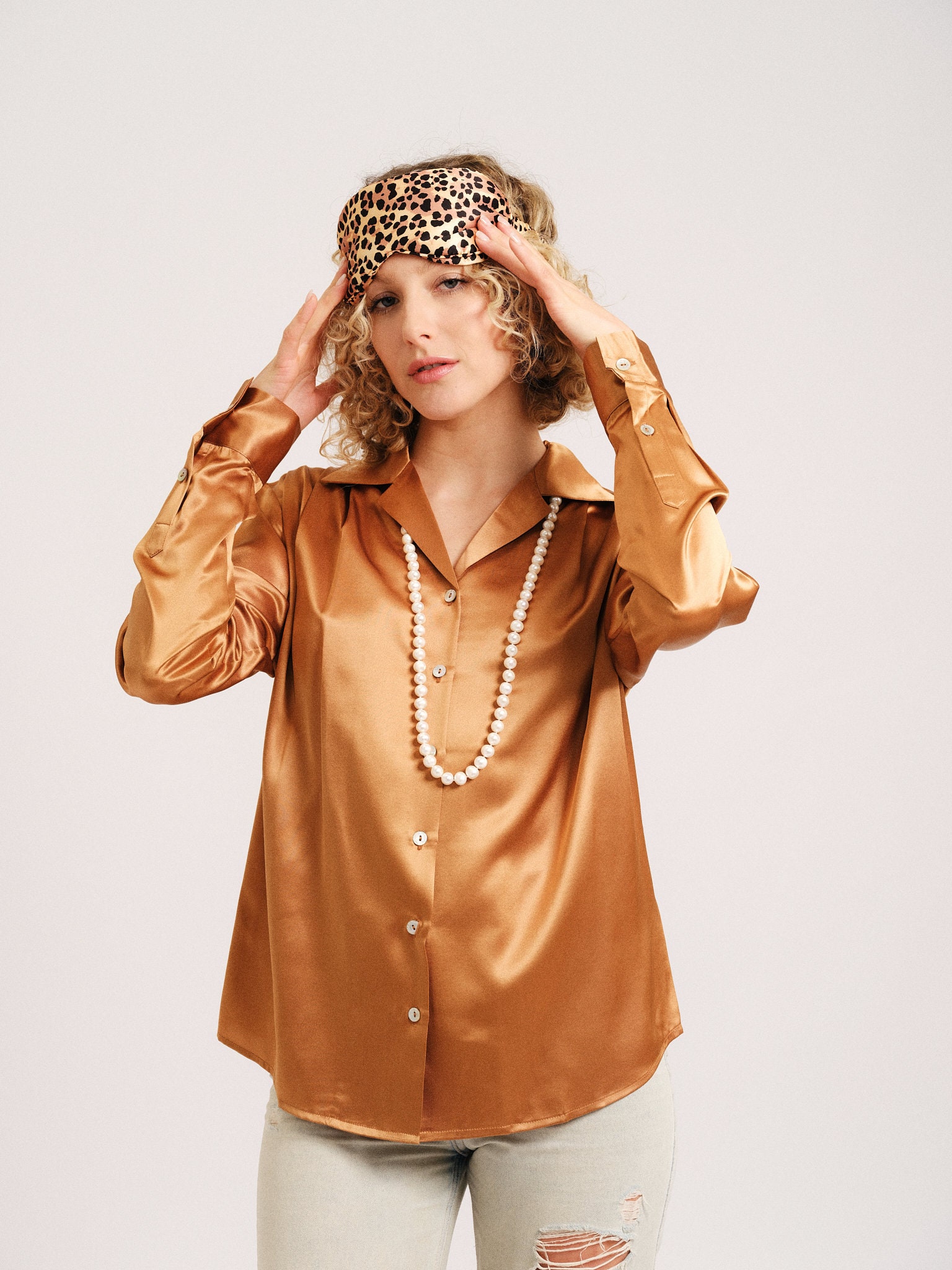 Pure Mulberry Silk Blouse 22 Momme Long Sleeve Collared/ Office Lady ...