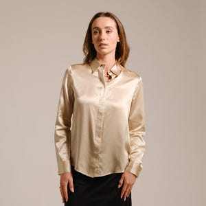 Women’s Silk Concealed Placket Blouse / Tailored for Professional Look ...