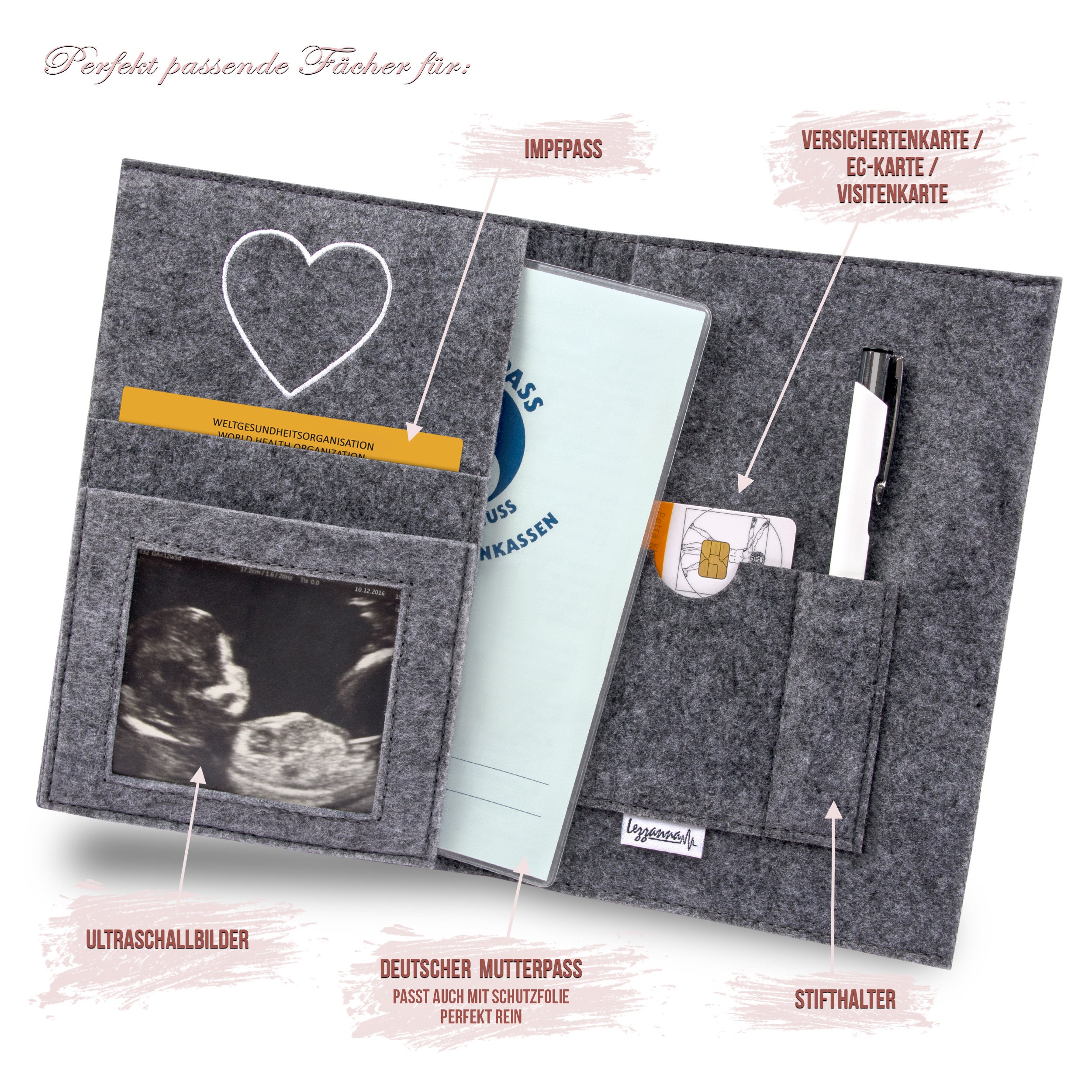 Mutterpasshülle Hülle für Mutterpass aus Filz Geschenk für Schwangere ...