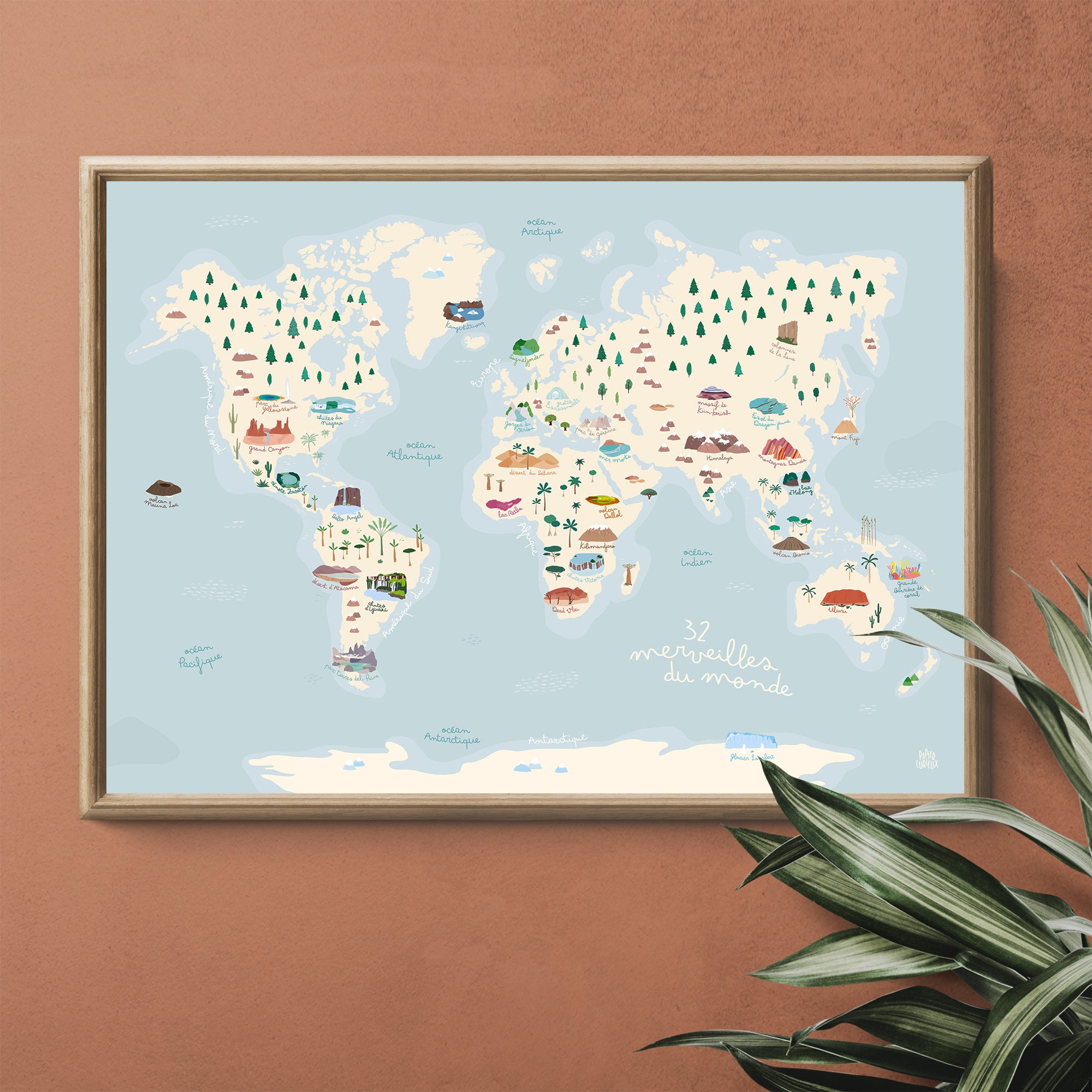 Educational World Map Wonder Nature Planisphere Learning - Etsy