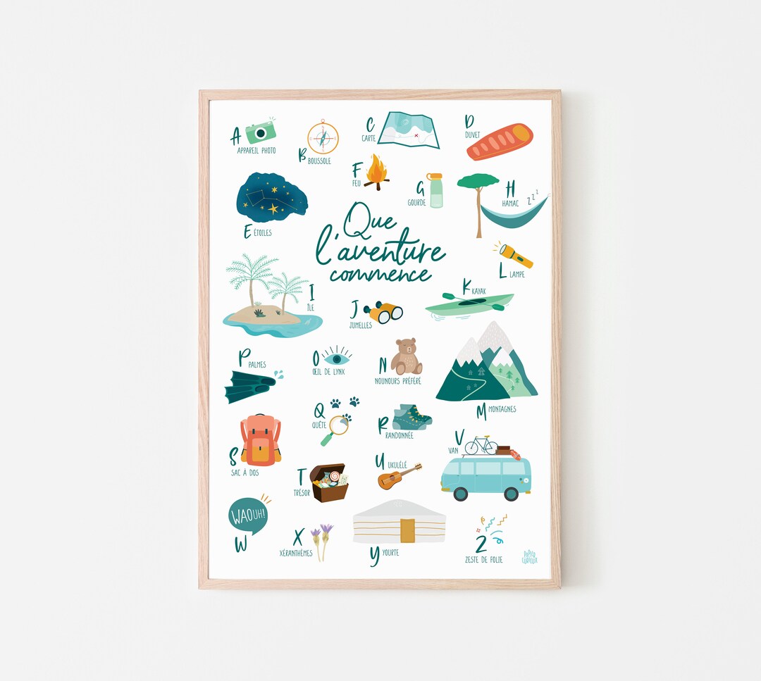 Adventure Alphabet Poster, Children's Alphabet Poster, Adventurer Child ...