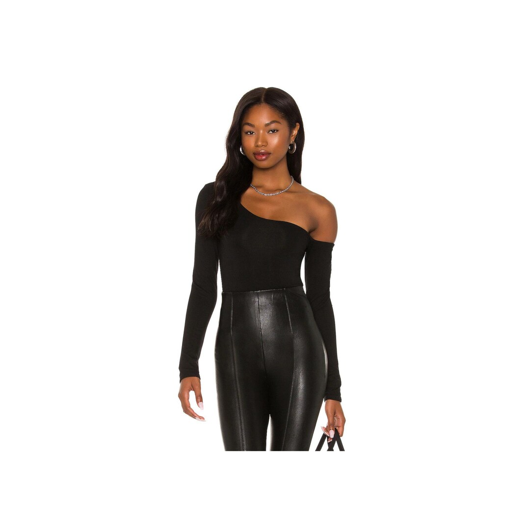 Black One Shoulder Bodysuit, Long Sleeve Bodysuit in Black, Blue, White ...
