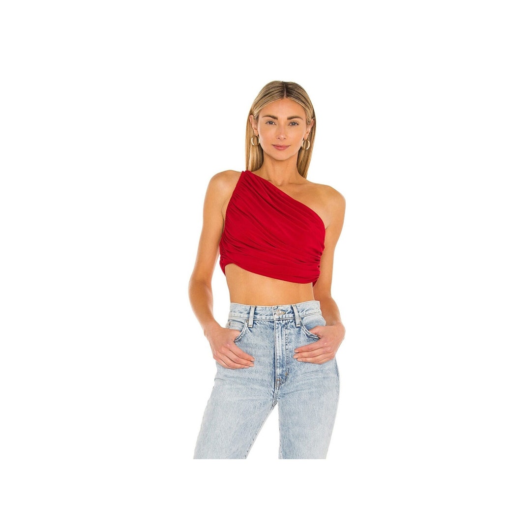 One Shoulder Crop Tops Women Red Crop Top Silk Jersey Crop - Etsy