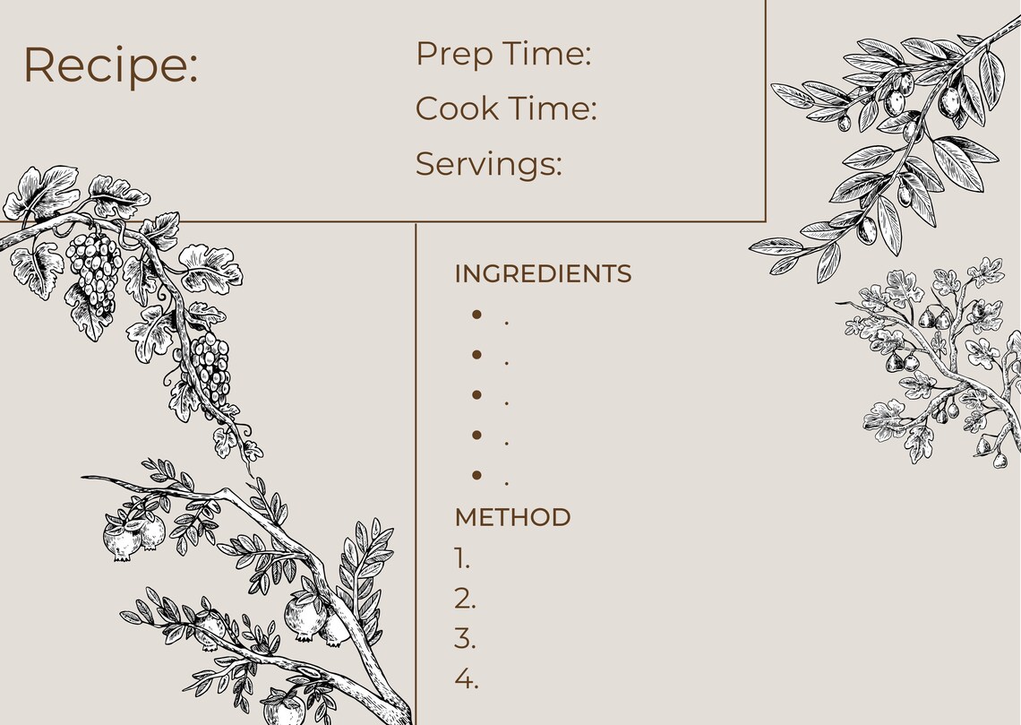 Printable Fruit Tree Recipe Card - Etsy