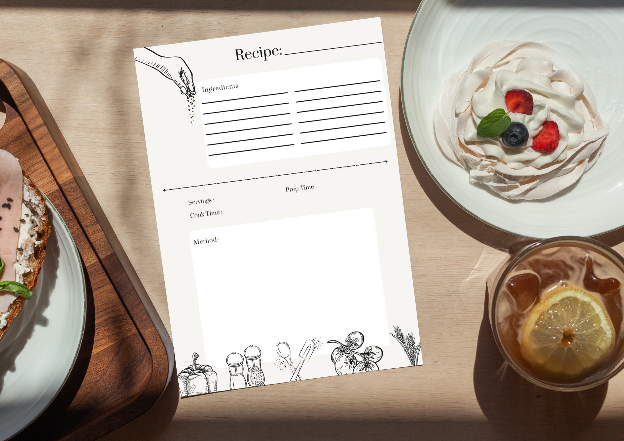 Printable Sketch-style Recipe Card - Etsy