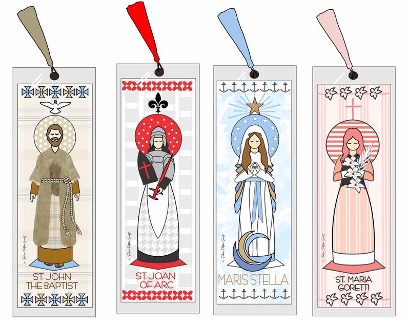 Catholic Saint Bookmark 7"x2.5" Inch, Custom, Confirmation, Communion ...