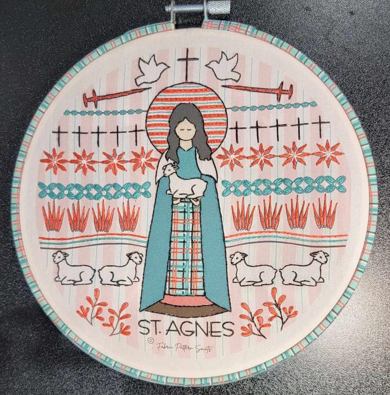 Completed Embroidered Saint in Fabric Hoop, Custom Embroidery ...