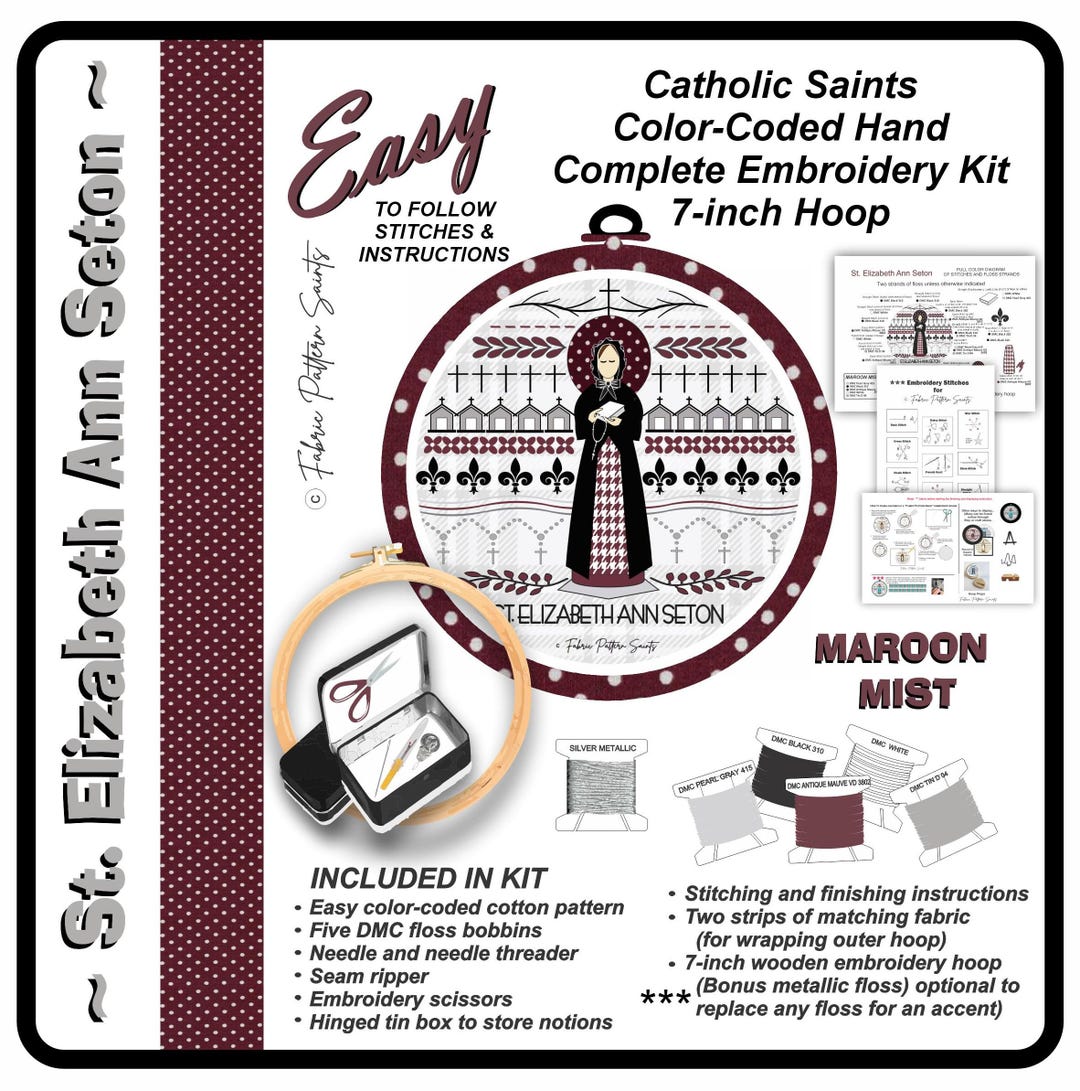 Complete Kit Catholic Saints Hand Embroidery, Custom Saint Embroidery ...