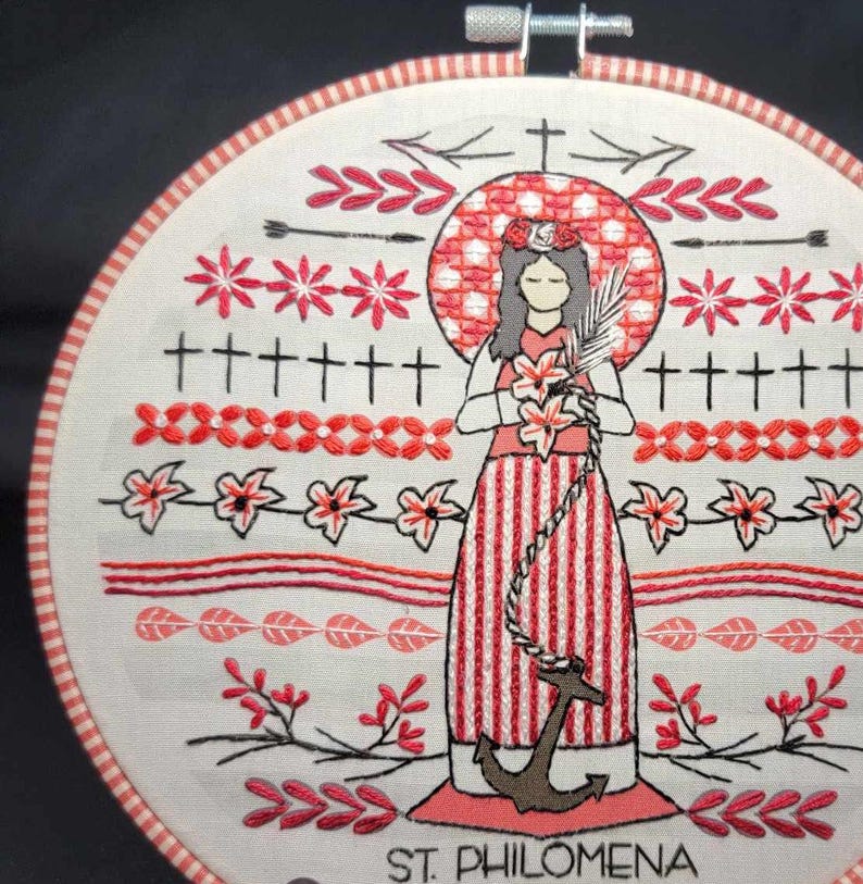 Completed Embroidered Saint in Fabric Hoop, Custom Embroidery ...