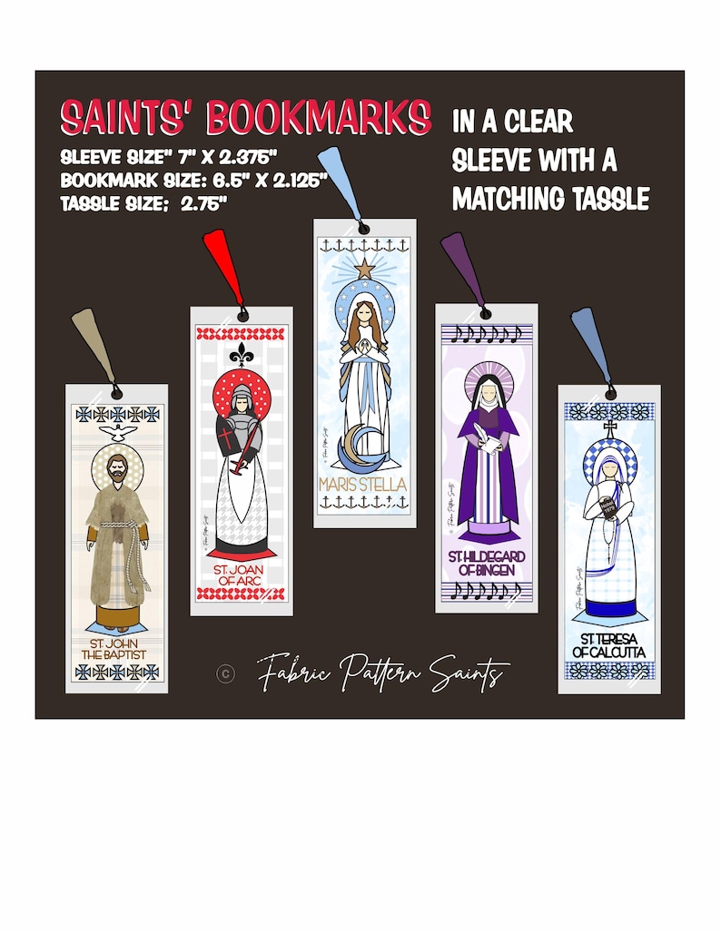 Catholic Saints' Bookmark 7"x2.5" Inch, Custom Saint Bookmark ...