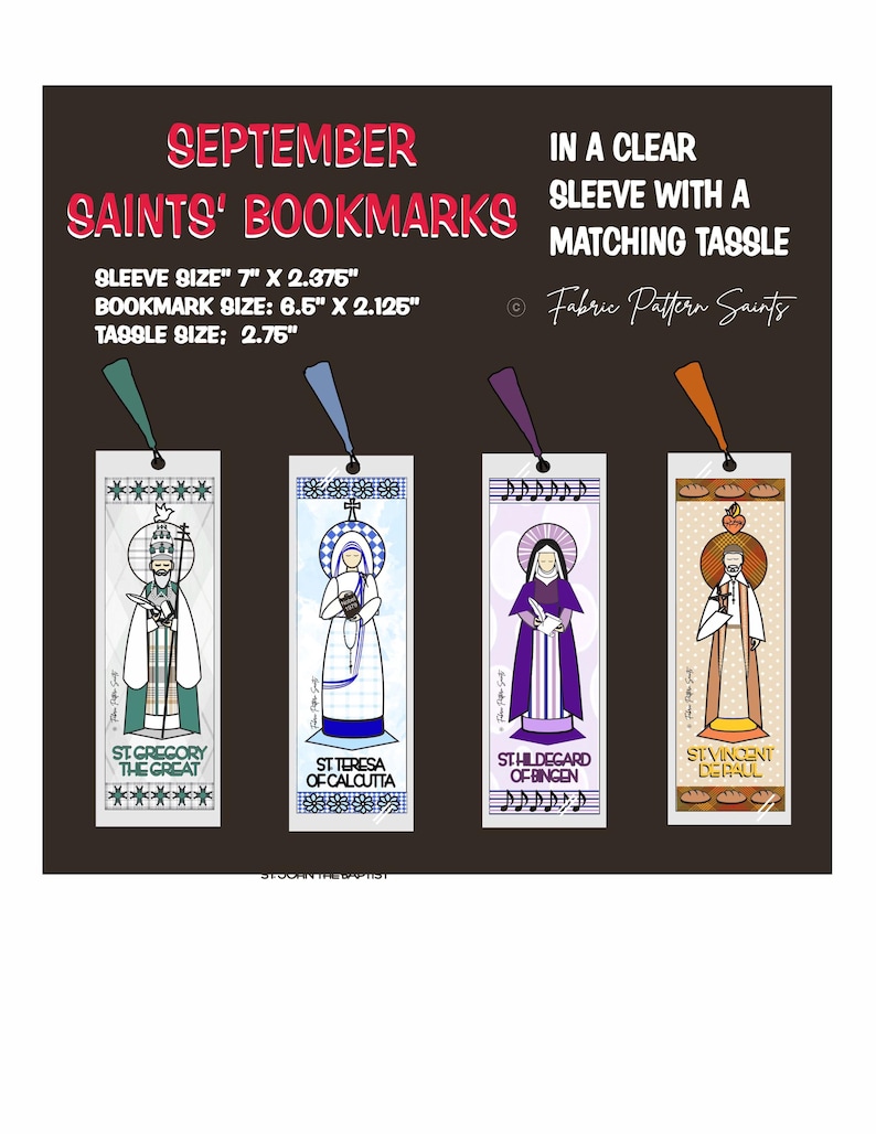 Catholic Saints' Bookmark 7"x2.5" Inch, Custom Saint Bookmark ...