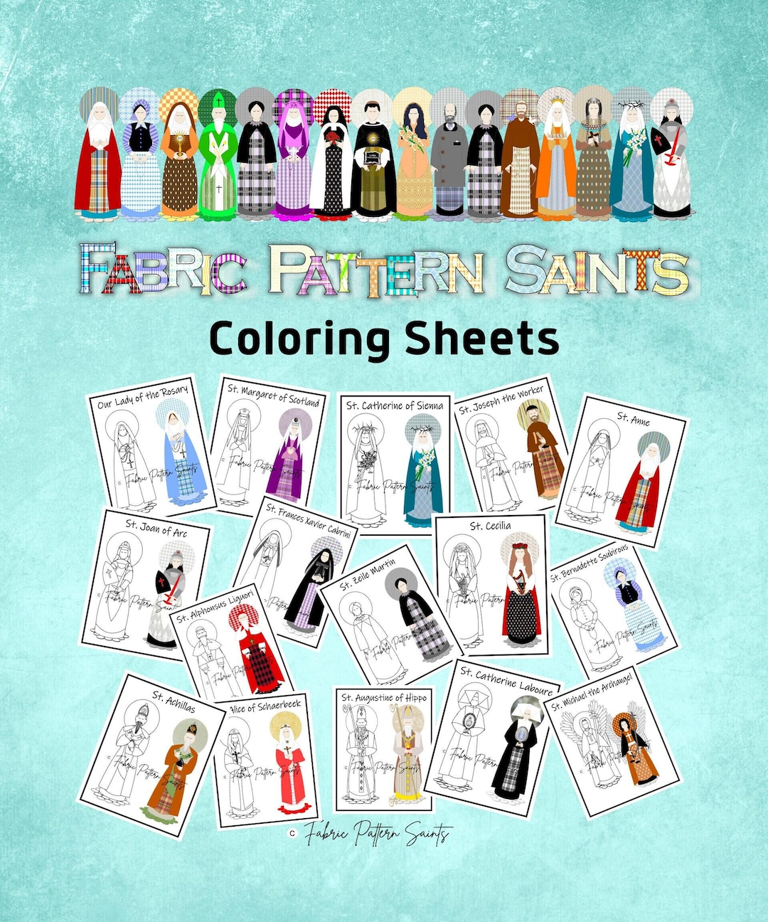 30 Digital Saints' Coloring Sheets, Patron Saint Coloring Pages, Saints ...