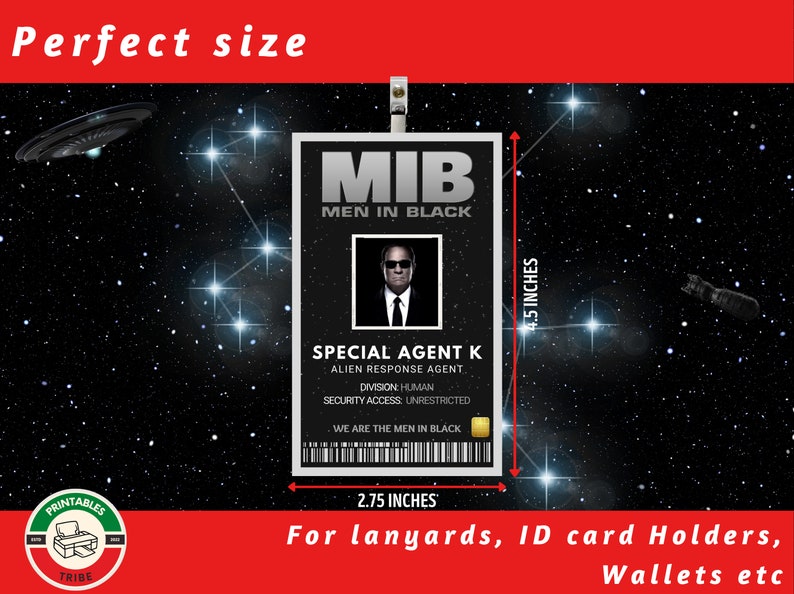 Men in Black Printable ID Badges | MIB Agent ID Badge | Office Parties ...