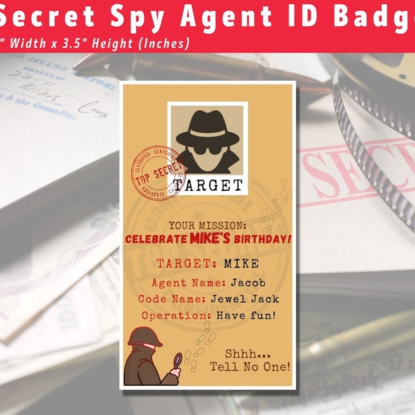 Secret Agent Id Card - Etsy