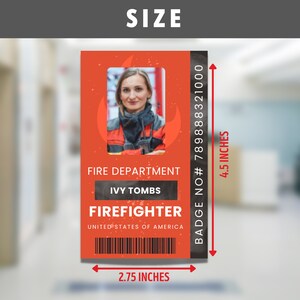 Personalized Firefighter Fire Department ID Badge, ID Card, Pretend ...