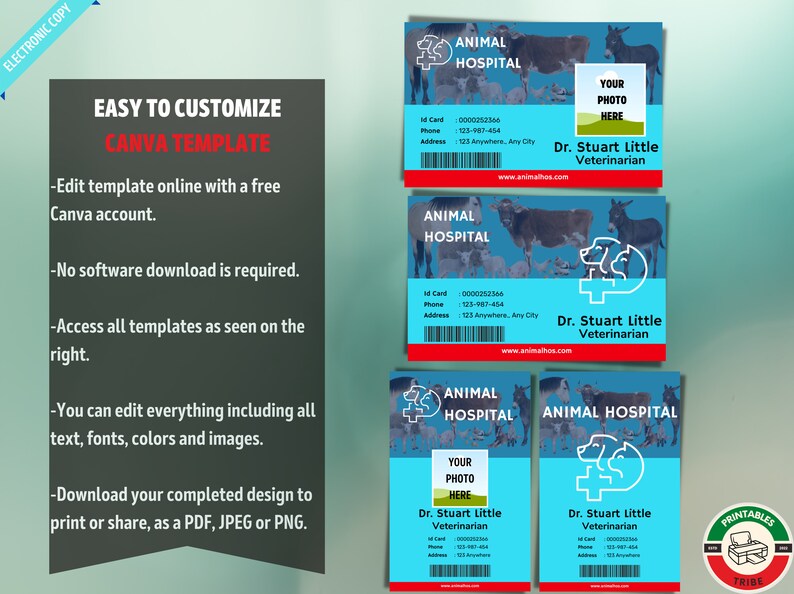 Veterinary Doctor ID Badge Animal Hospital Name Tag Halloween Costume ...