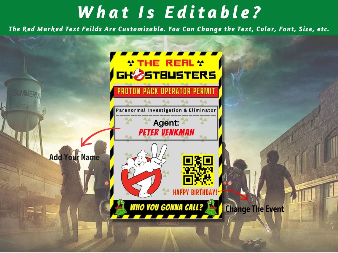 Ghostbusters ID Badge | Peter Venkman Prop Replica (canva Edit) - Etsy