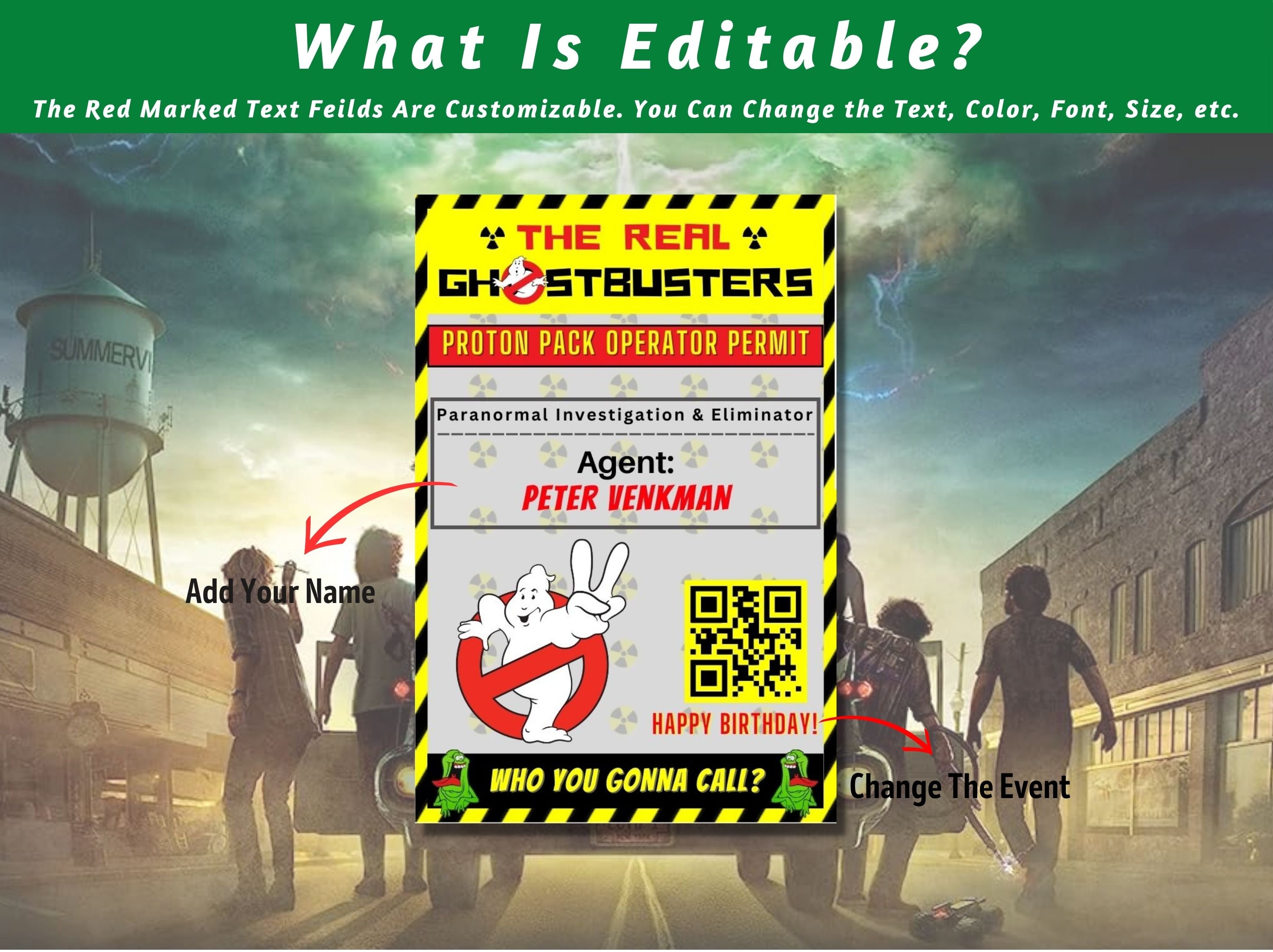 Ghostbusters ID Badge | Peter Venkman Prop Replica (canva Edit) - Etsy