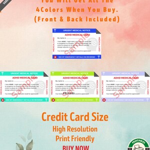 ADHD Awareness Medical Alert ID Card Template - Invisible Disability ...