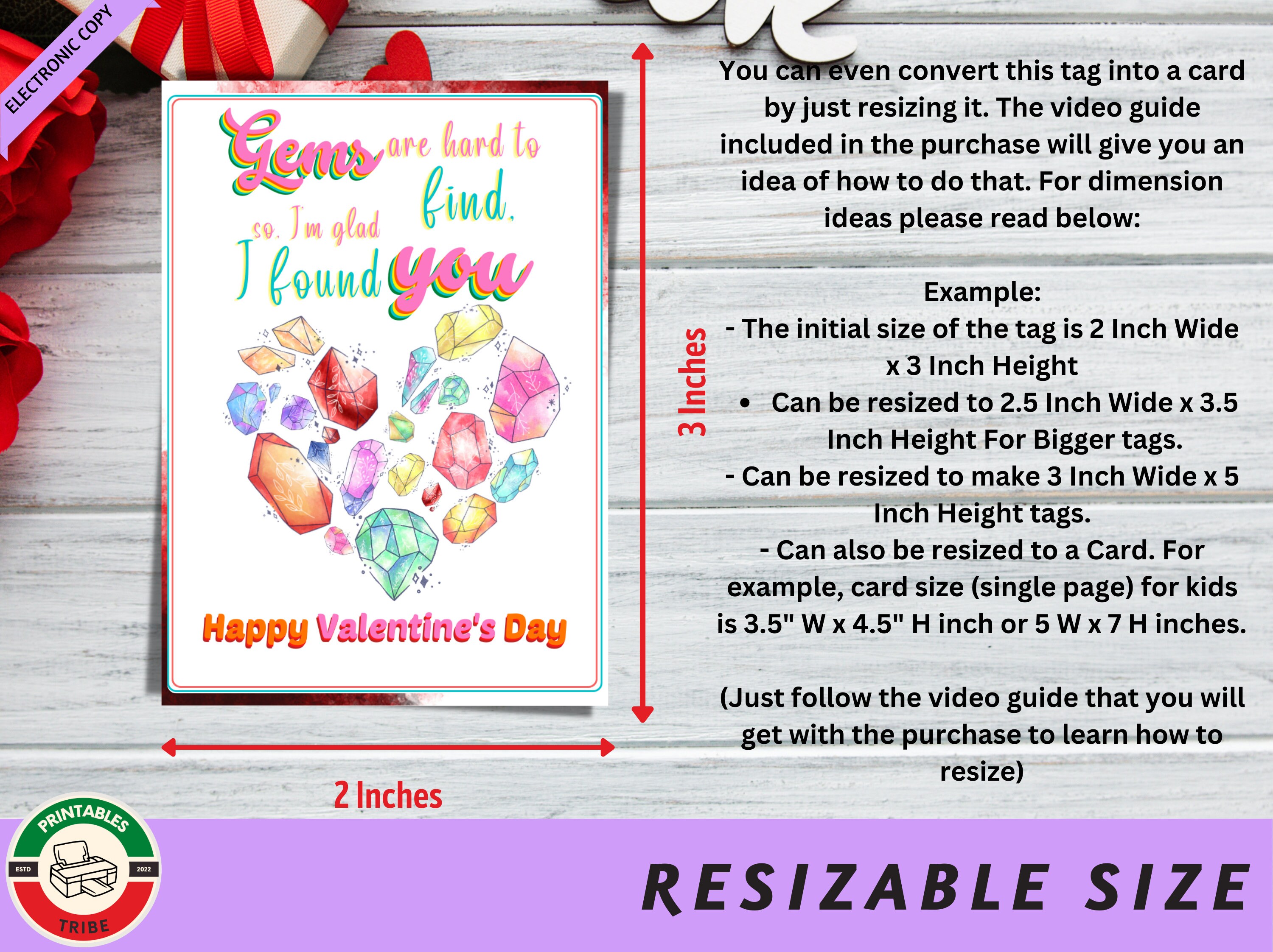 Valentine Day Tag Party Gloss Printable | Friendship Day | Gemstone ...