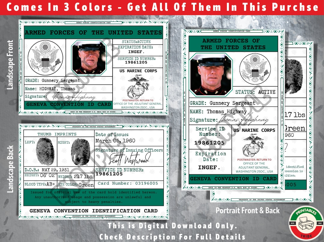 Sergeant Thomas Highway Marine Id Badge | Heartbreak Ridge | US Marine ...