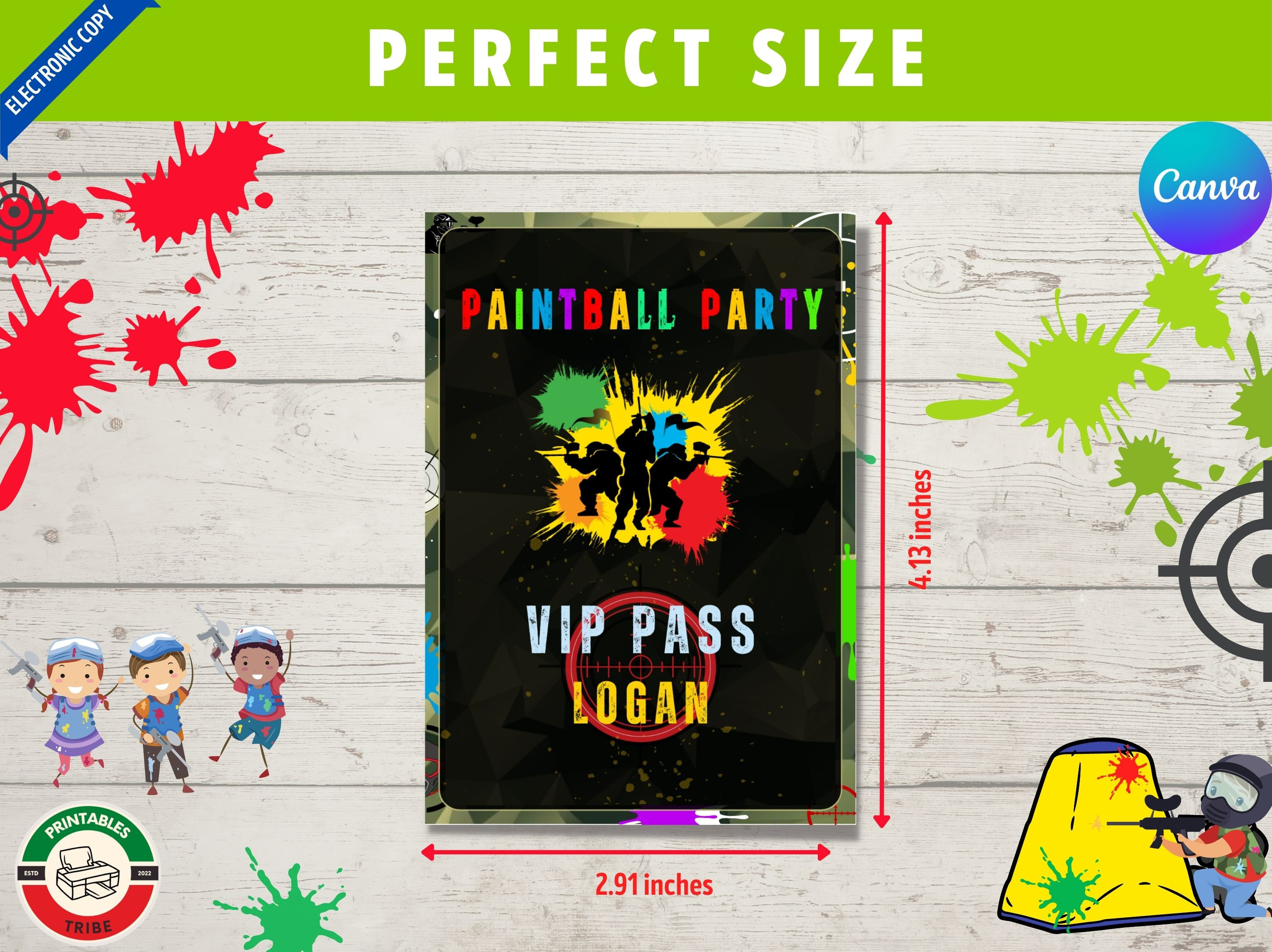 Printable Paintball Birthday Party VIP Pass Paintball Party Invitations ...