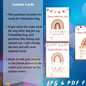 Set 3 Rainbow Valentine Cards Classmates | Best Friend Valentine | Boho ...