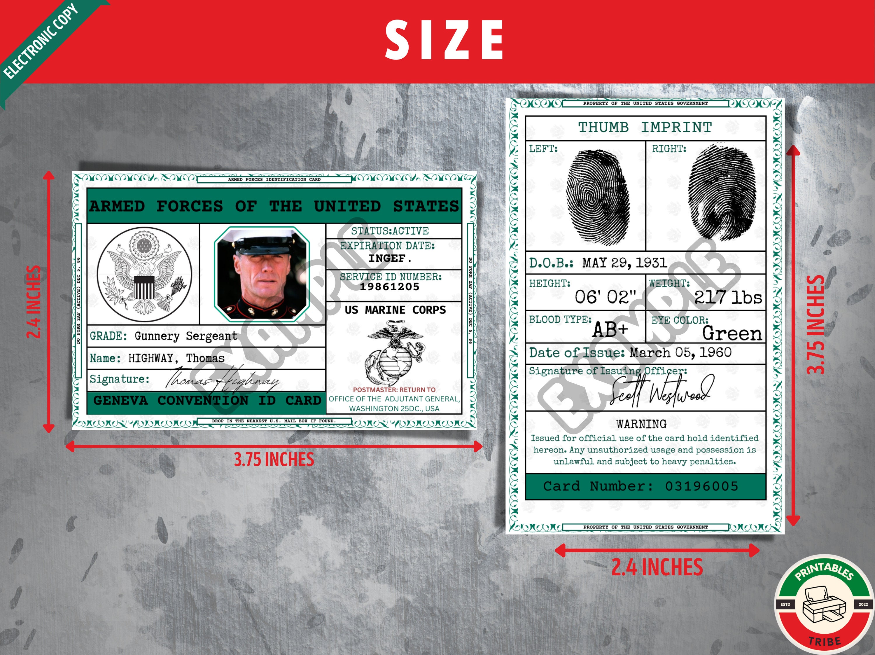 Sergeant Thomas Highway Marine Id Badge | Heartbreak Ridge | US Marine ...