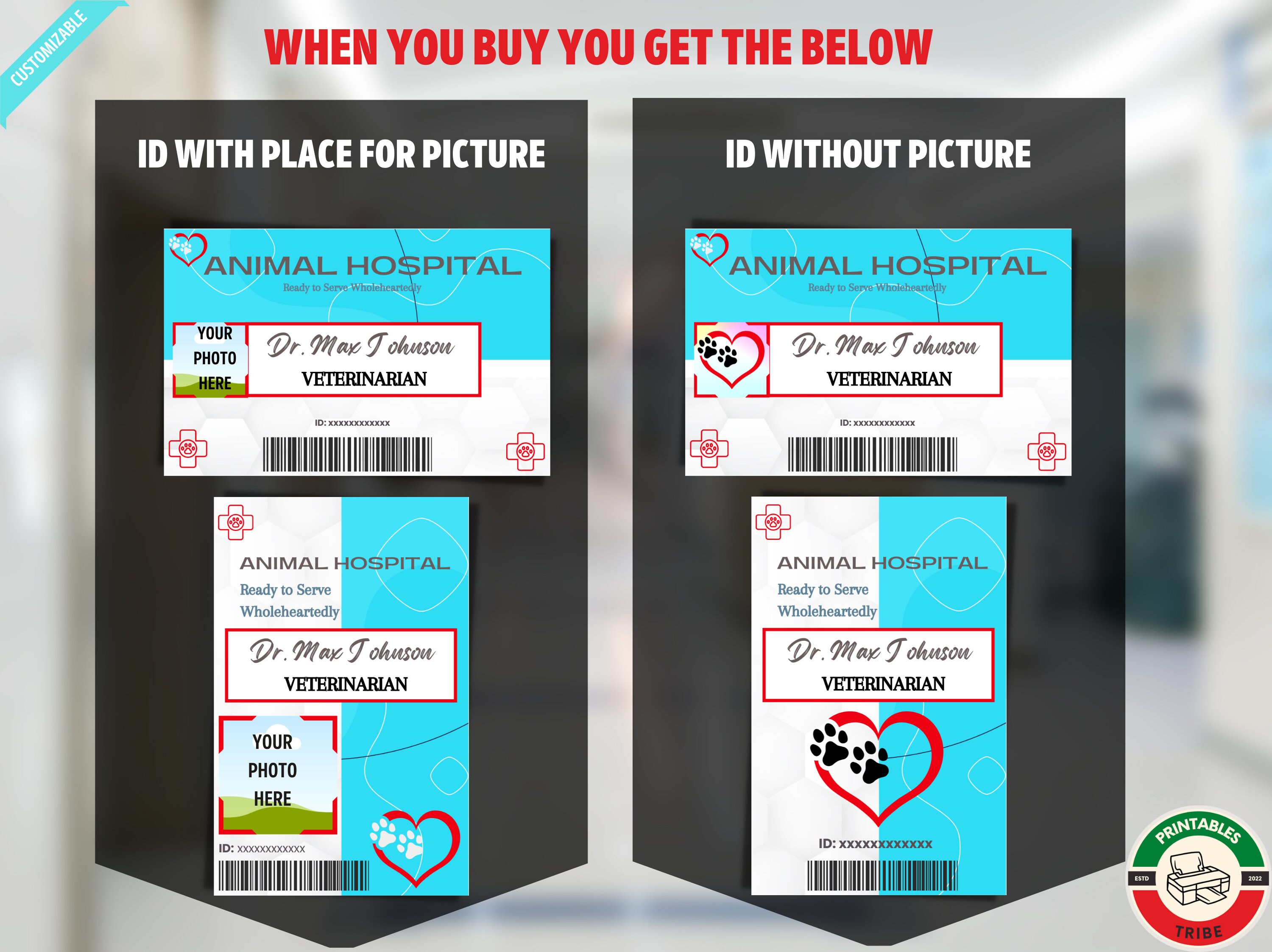 Veterinarian ID Badge | Animal Hospital Name Tag | Halloween Costume ...