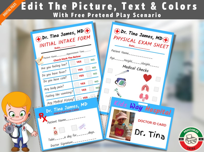 Doctor Pretend Play Kit Printable | Doctor ID Badge | School Age Games ...