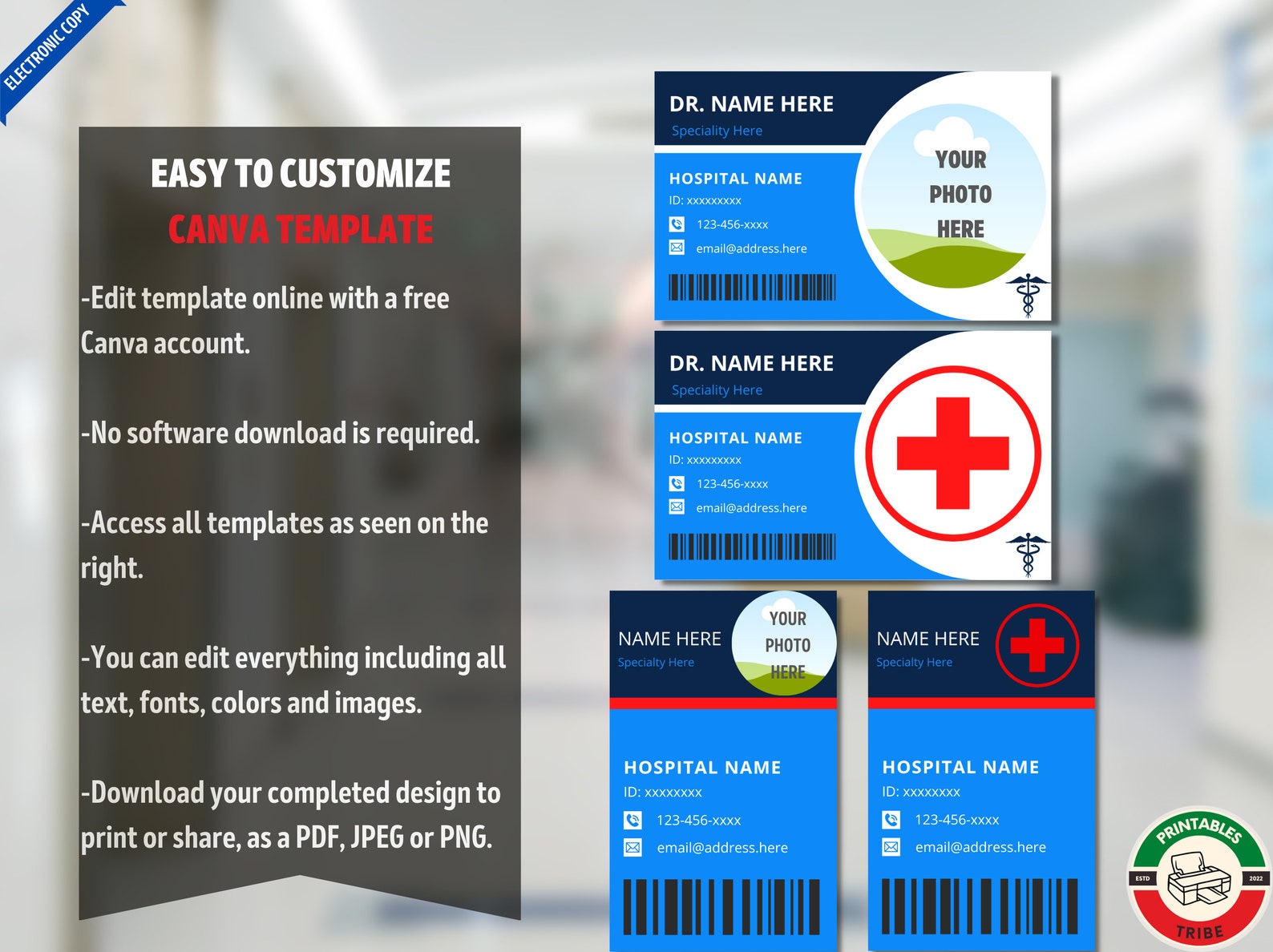 Doctor Nurse ID Card Badge, Fake Id Prop , Medical Party, Editable ...