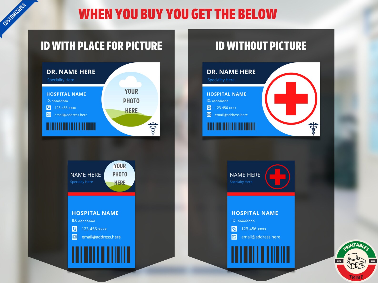 Doctor Nurse ID Card Badge, Fake Id Prop , Medical Party, Editable ...