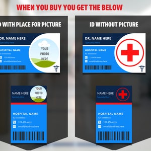 Doctor Nurse ID Card Badge, Fake Id Prop , Medical Party, Editable ...