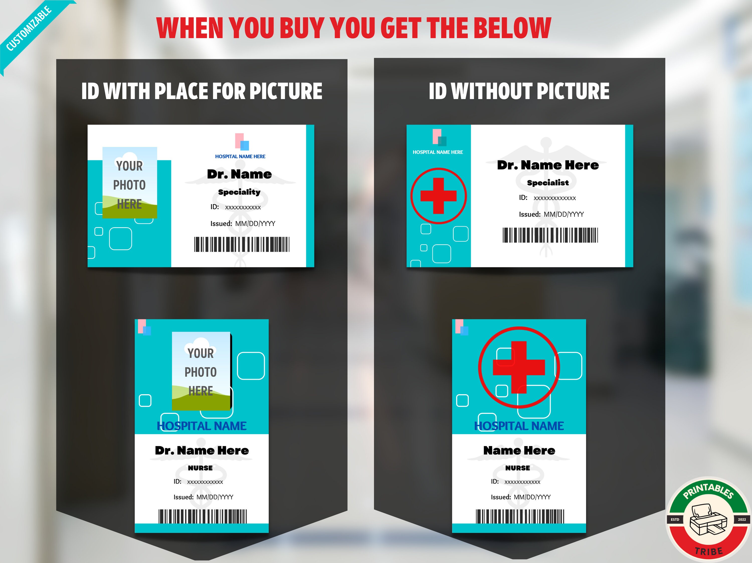 Doctor Nurse ID Badge V3, Medical Party, Pretend Play, Editable ...
