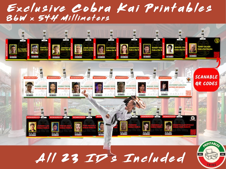 Cobra Kai ID Badges Set Printables | Eagle Fang & Miyagi Do Membership ...