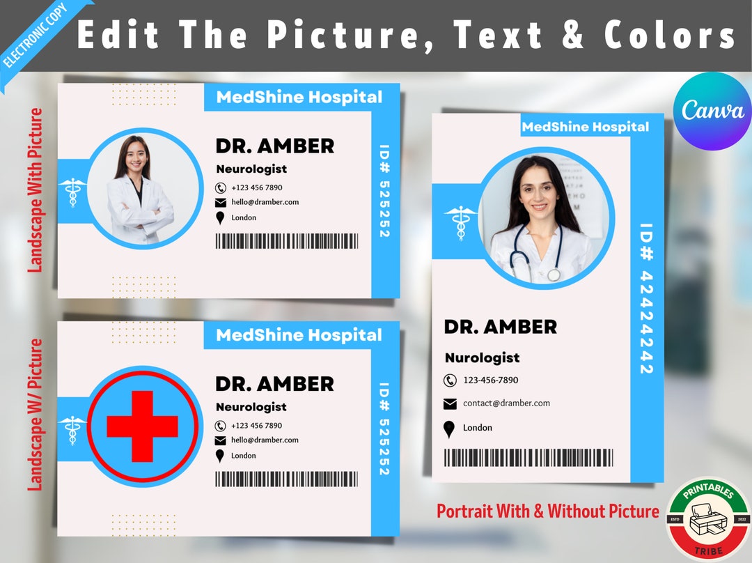 Doctor Nurse ID Badge V2, Pretend Play, Medical Party, Editable ...